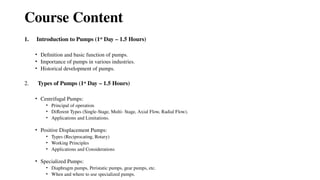 Pumps training course and air compressor units | PPT