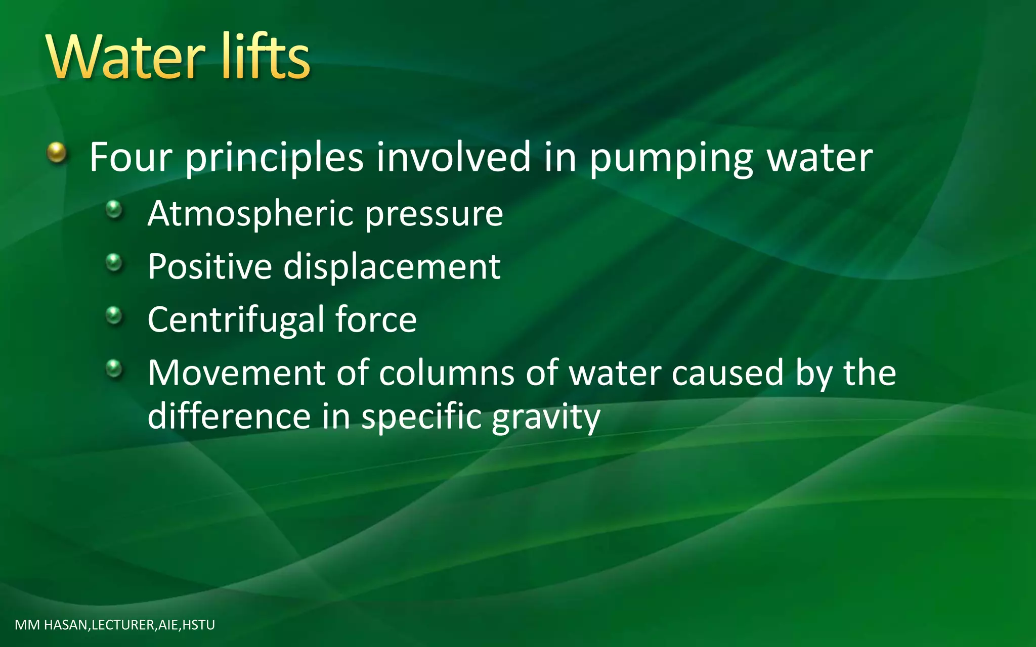 Pumps and pumping plants for irrigation system | PPTX