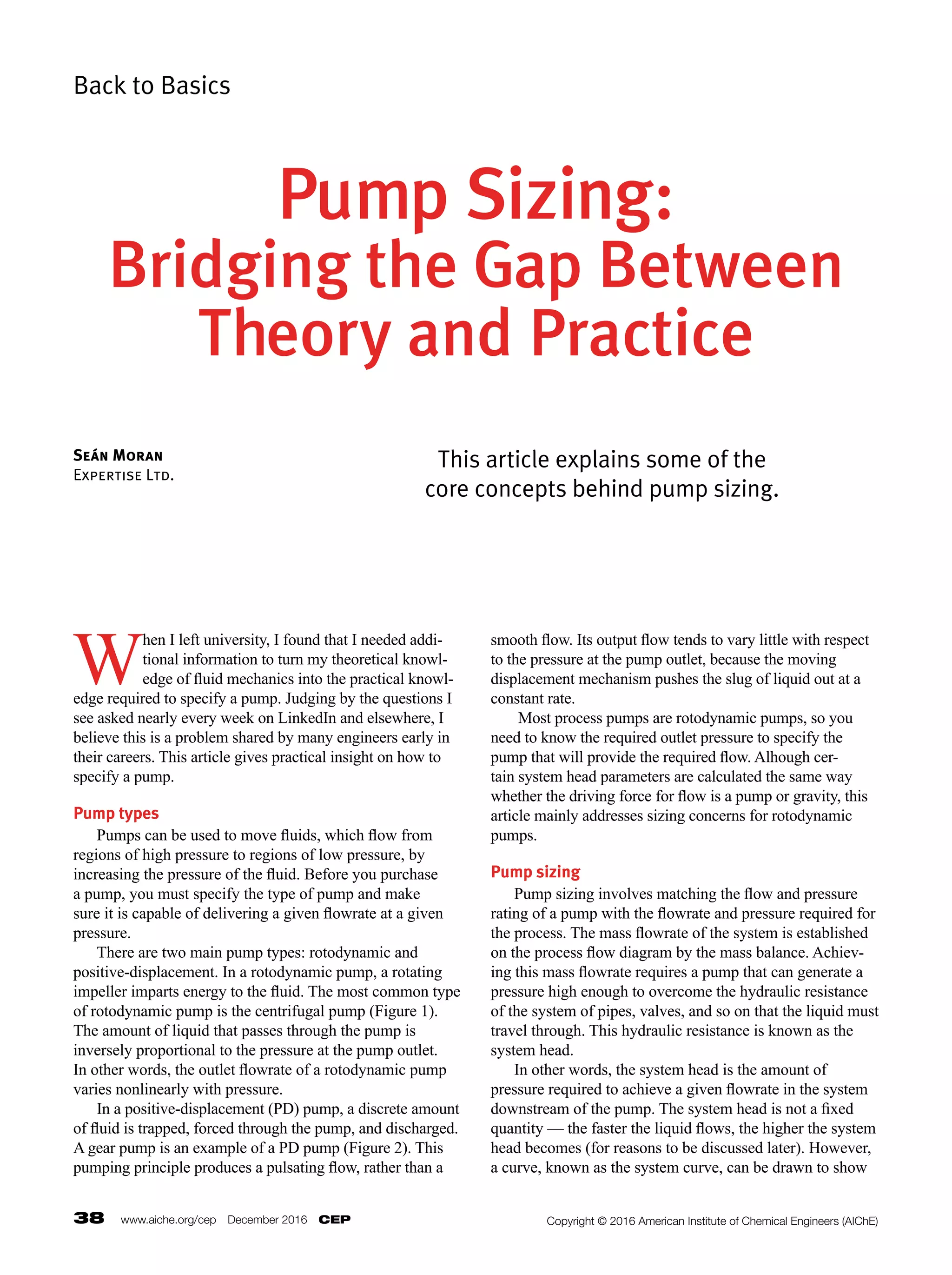 Pump sizing basics | PDF