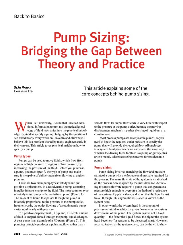 Pump sizing basics | PDF