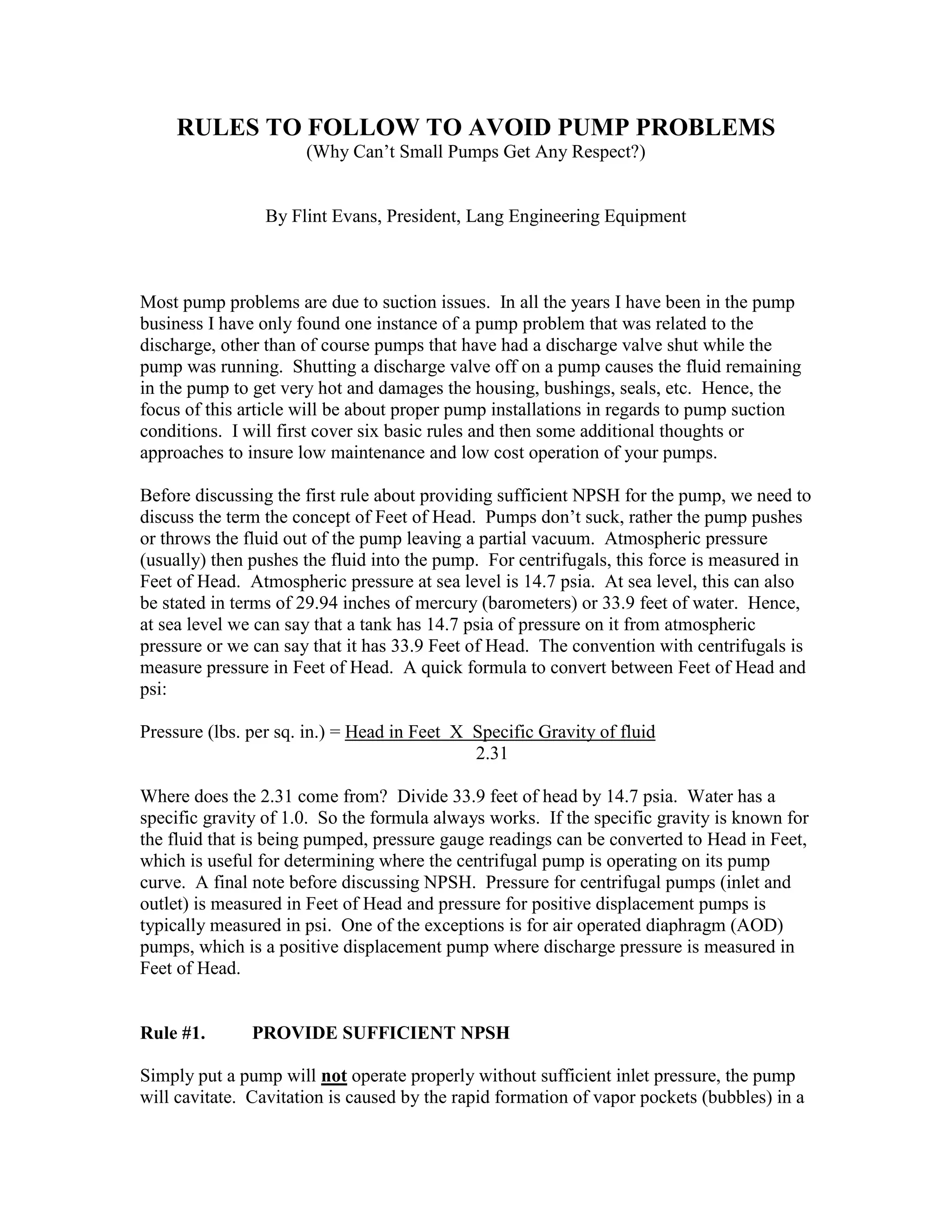 Pump suction piping rules | PDF