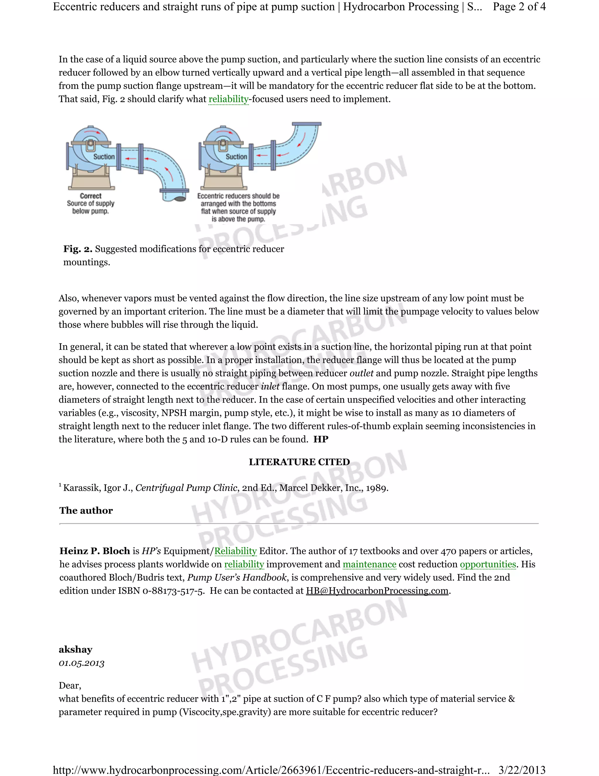 Pump suction piping rules | PDF