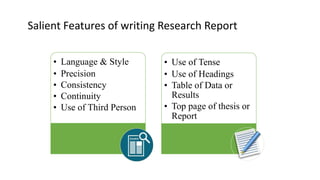 WRITING OF RESEARCH REPORT OR THESIS WRITING | PPTX