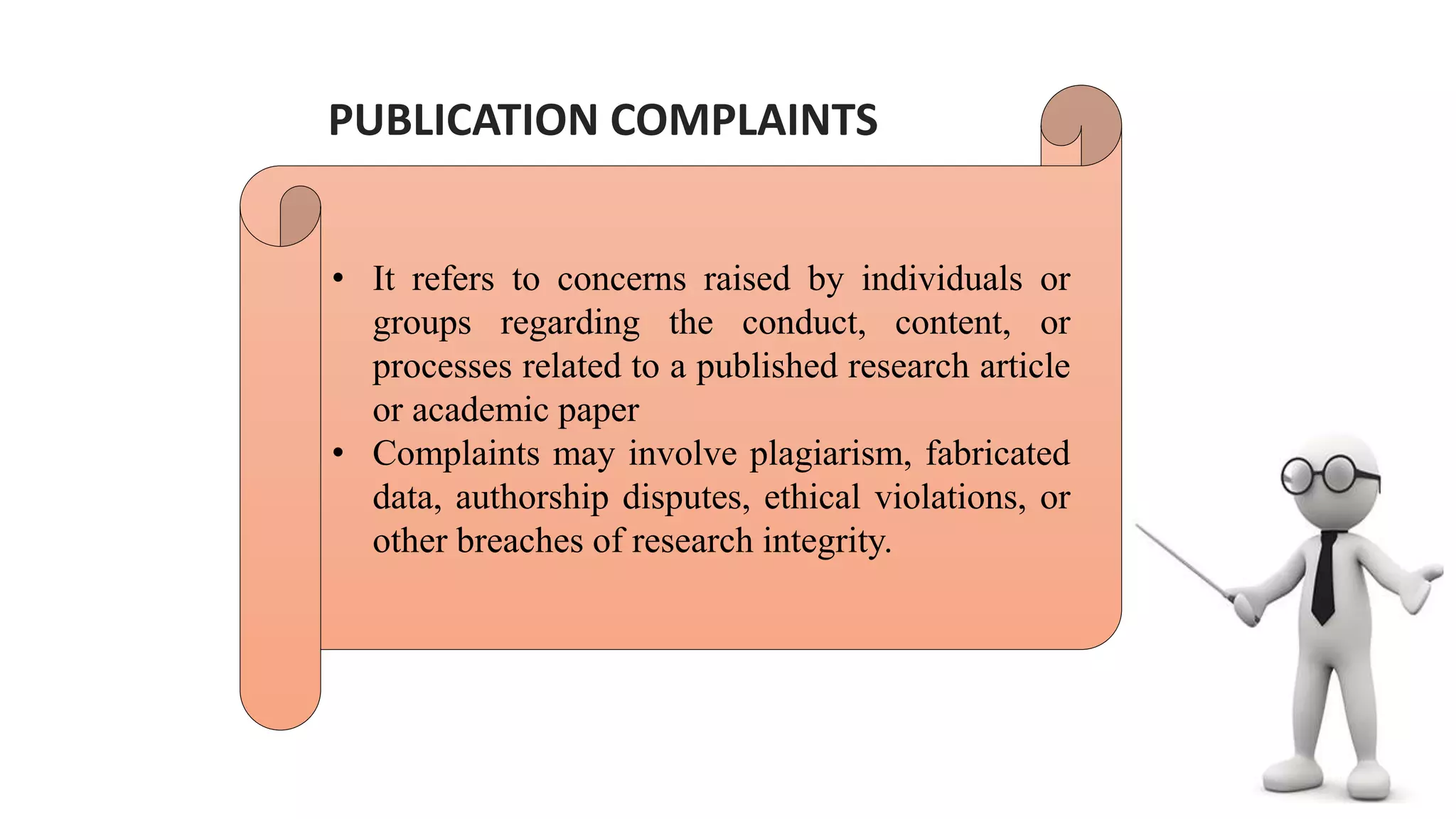 IDENTIFICATION OF PUBLICATION MISCONDUCT, COMPLAINTS & APPEALS IN ETHICS | PPTX