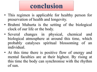 Role of Brahmi Muhurte Uttishtet in the prevention of life style ...
