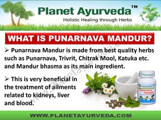 Punarnava Mandur - Benefits, Ingredients, Dosage and Side Effects | PPTX