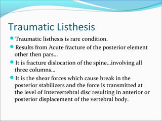Traumatic Spondylolisthesis | PPT