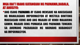 Punawa o patalastas, Babala AT Anunsyo.pptx