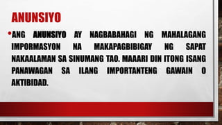 Punawa o patalastas, Babala AT Anunsyo.pptx