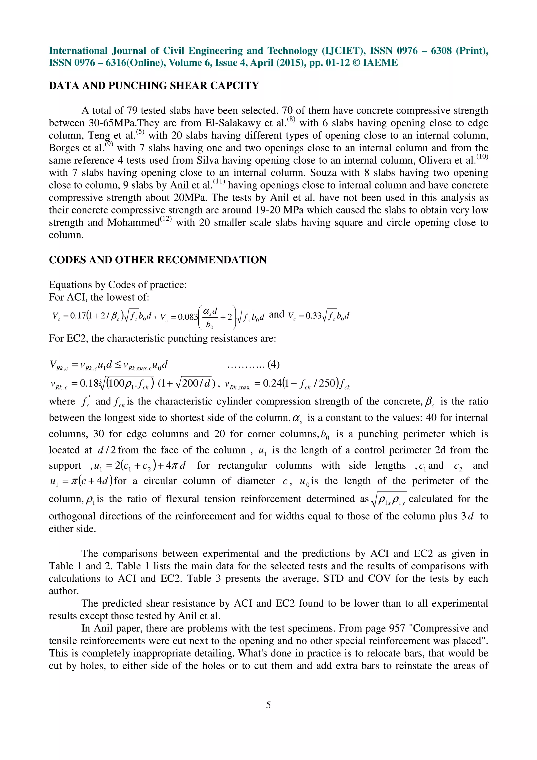 PUNCHING SHEAR RESISTANCE OF FLAT SLABS WITH OPENING | PDF