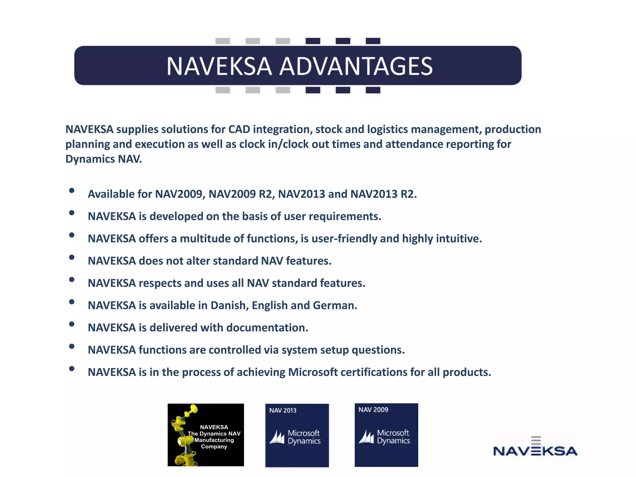 NAVEKSA Manufacturing solutions for NAV - General advantages | PDF ...