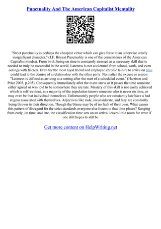 Punctuality Essay | PDF