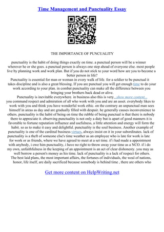 Punctuality Essay | PDF