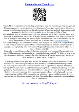 Punctuality Essay | PDF