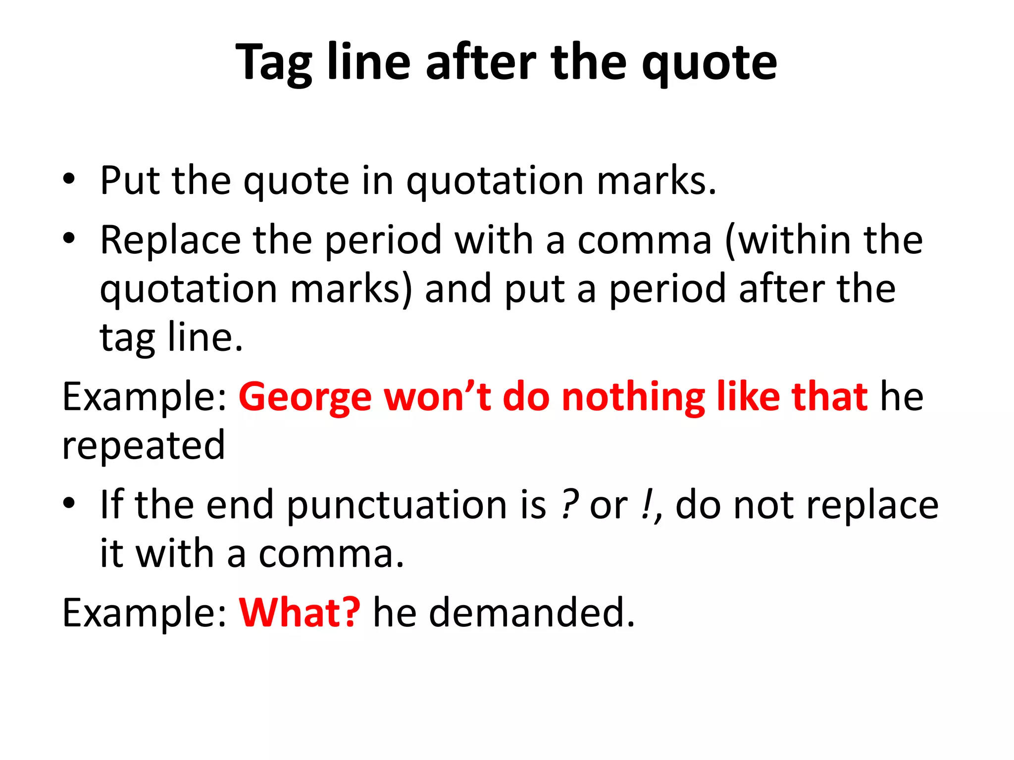 Punctuating dialogue | PPT