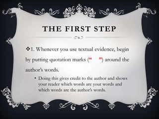 Punctuating textual evidence power point | PPTX