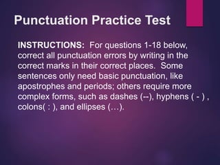 Punctuation Practice Work | PPTX