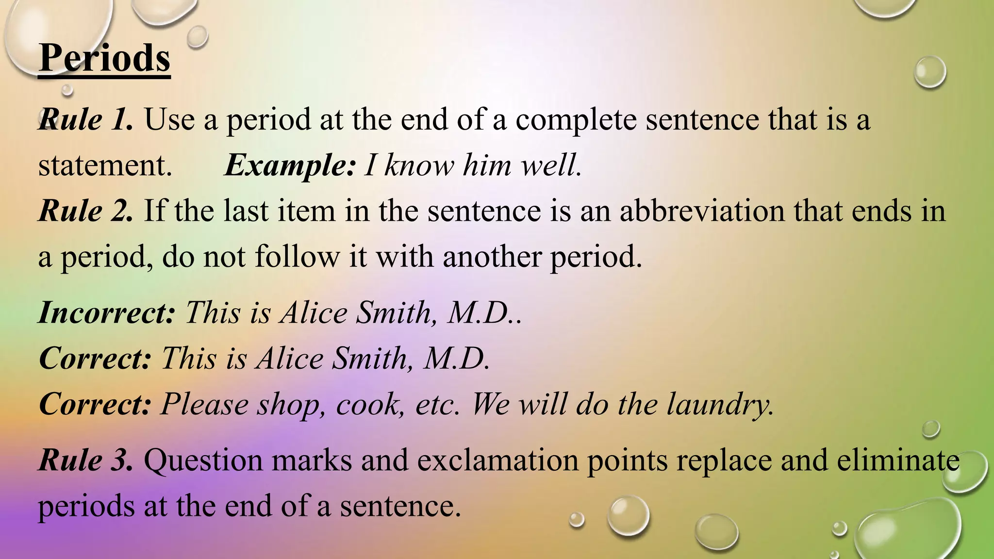 English Punctuation | Period, Semicolon, Space | PPT