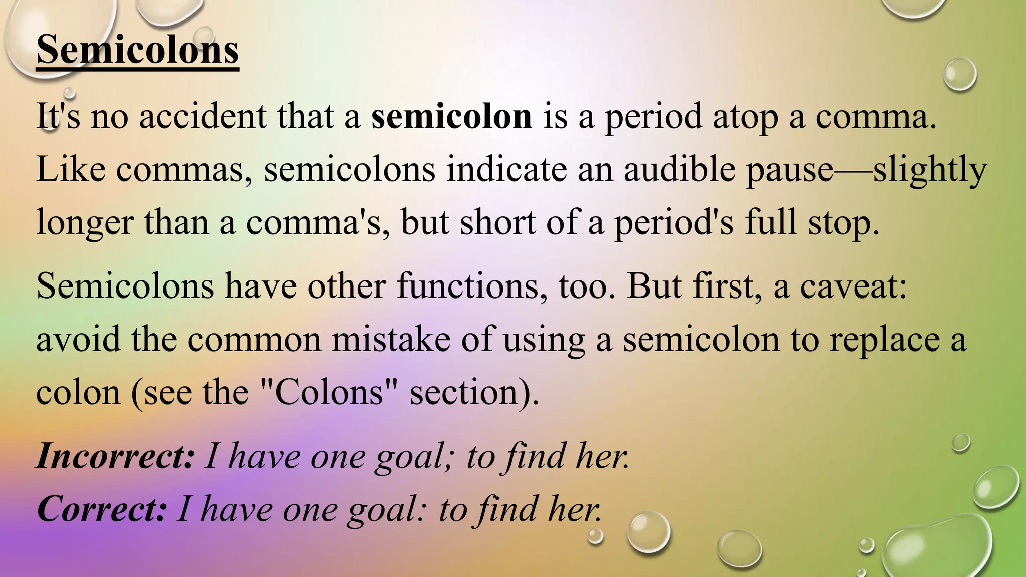 English Punctuation | Period, Semicolon, Space | PPT