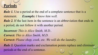 English Punctuation | Period, Semicolon, Space | PPT
