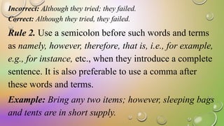 English Punctuation | Period, Semicolon, Space | PPT