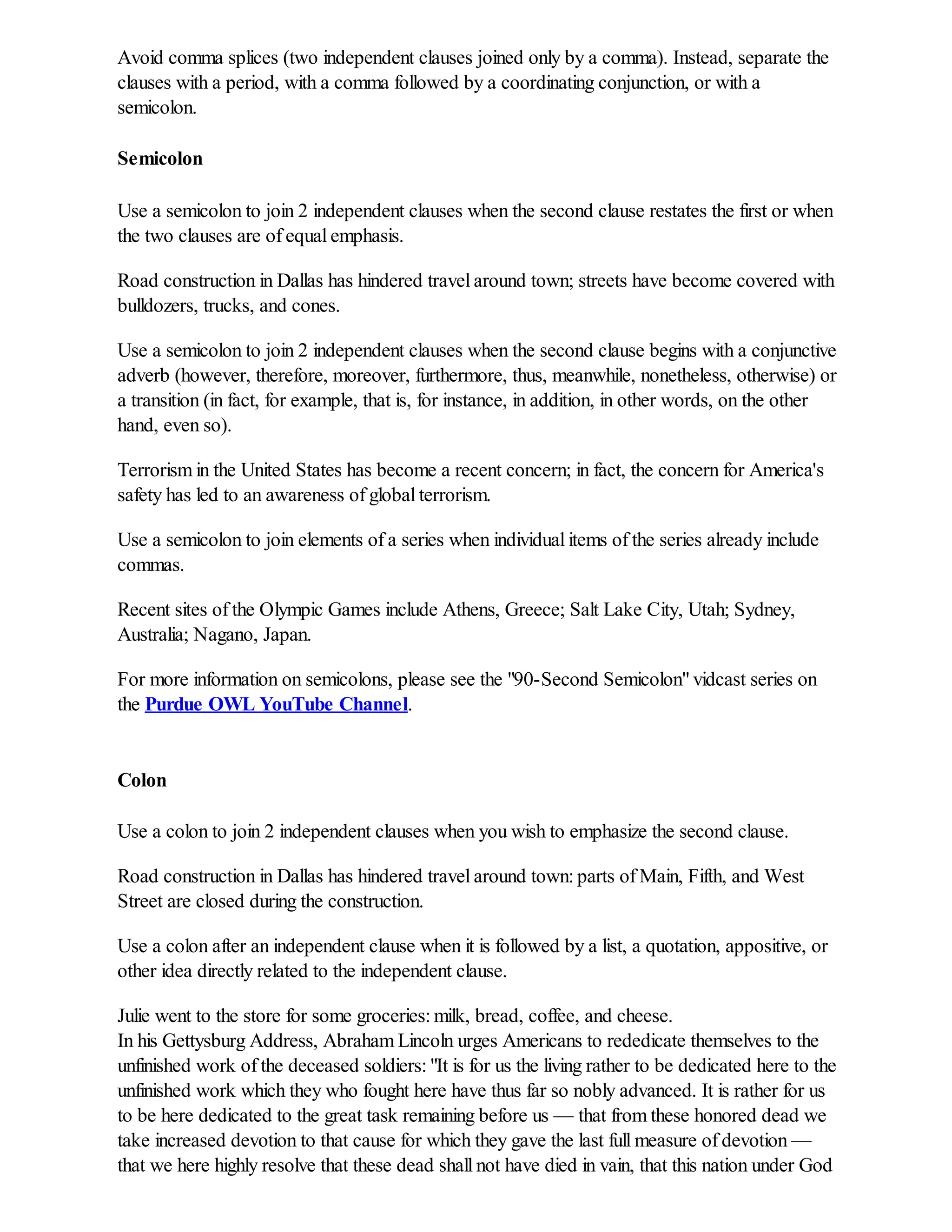 Brief Overview of Punctuation - writing lab | PDF