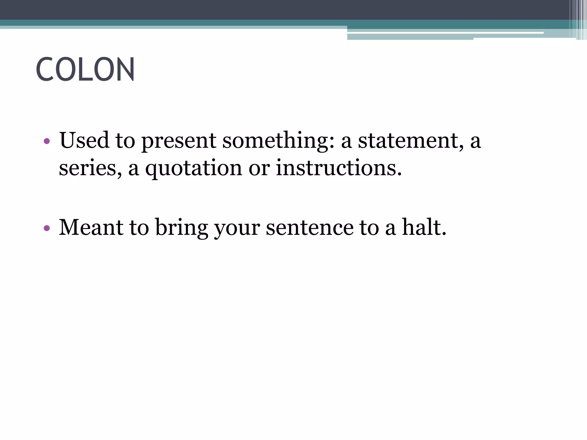 Punctuation Colon Semi Colon | PPTX