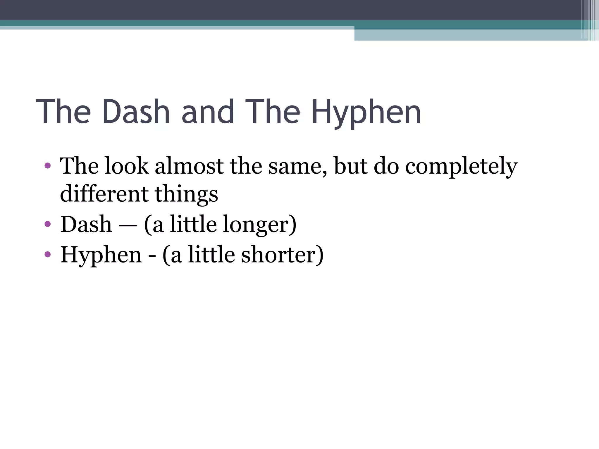 Punctuation Hyphen And Dash | PPT