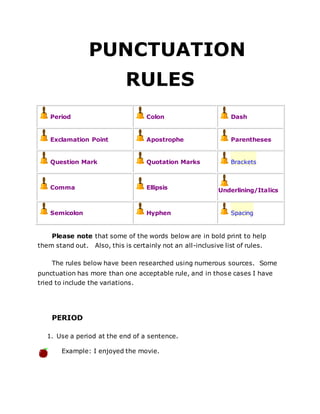 Punctuation marks and their rules. | DOCX