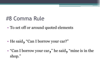 Punctuation The Comma | PPTX