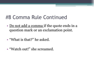 Punctuation The Comma | PPTX