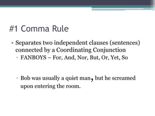 Punctuation The Comma | PPTX