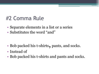 Punctuation The Comma | PPTX