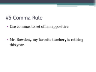 Punctuation The Comma | PPTX