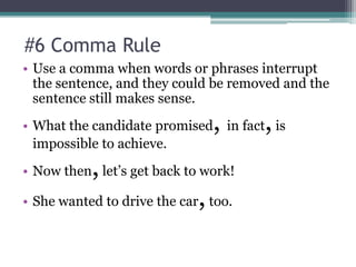 Punctuation The Comma | PPTX