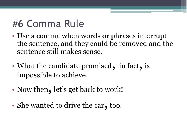 Punctuation The Comma