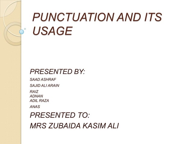 Punctuation And Its Usage | PPTX