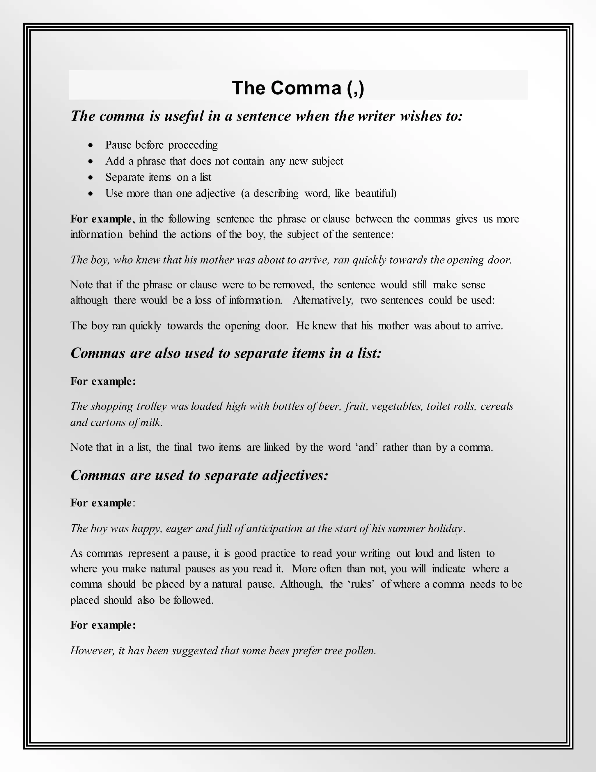 Punctuation and its uses in a report | DOCX