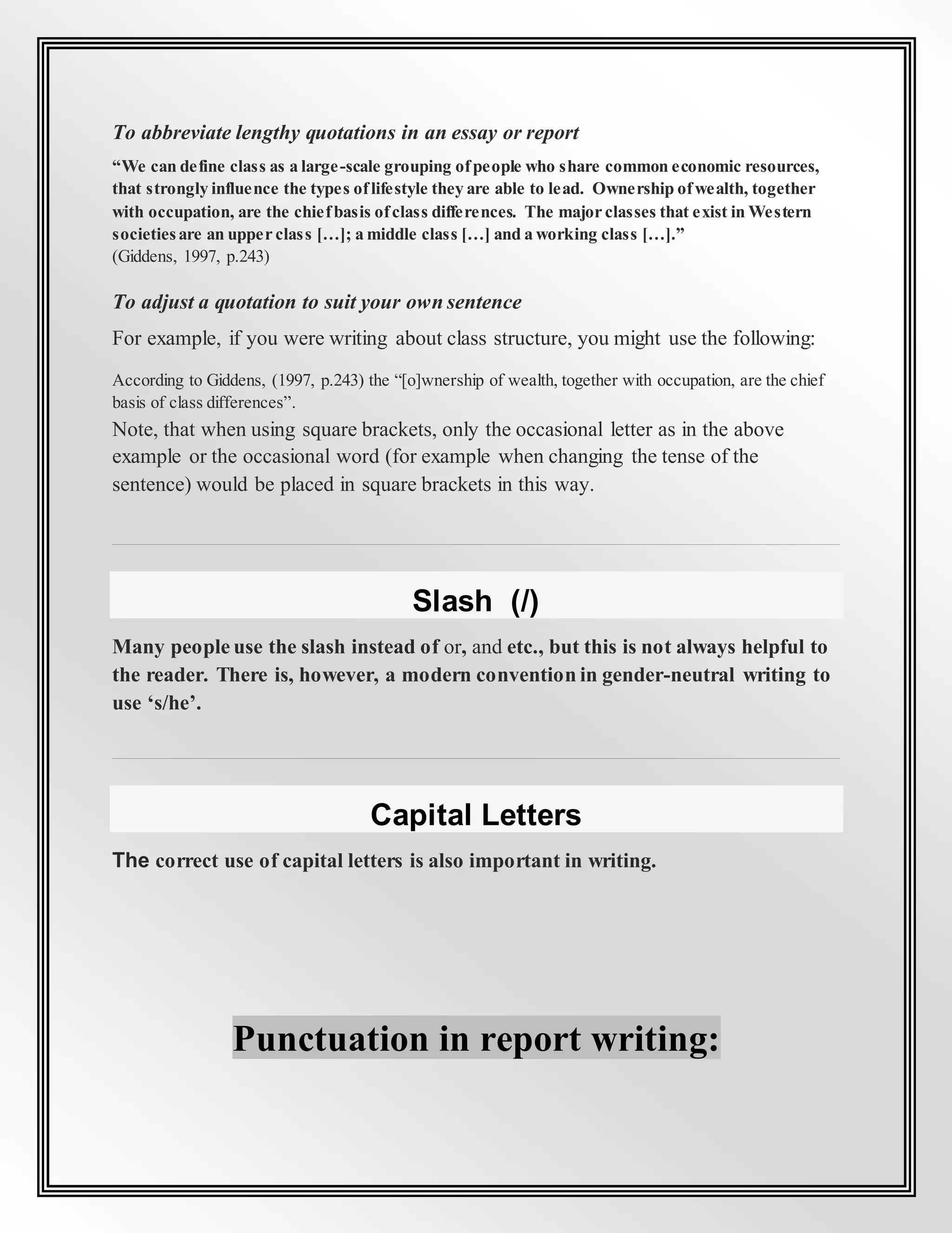 Punctuation and its uses in a report | DOCX