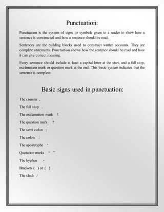 Punctuation and its uses in a report | DOCX