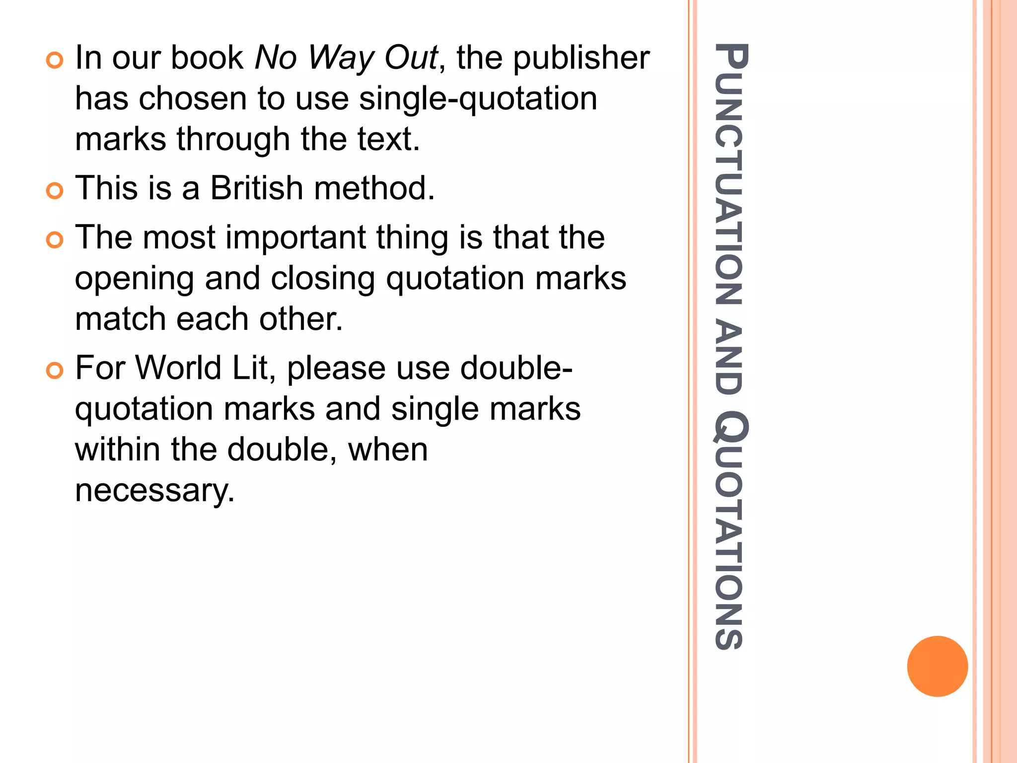 Punctuation And Quotations | PPT