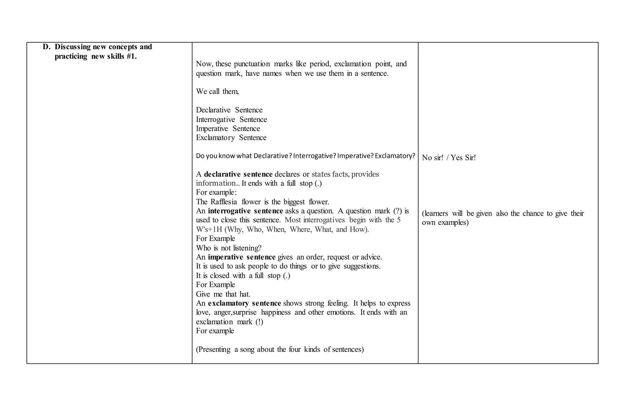 DIFFERENT KINDS OF SENTENCE (Punctuation marks) | DOCX