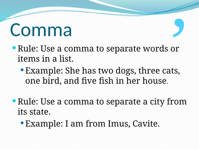 a power point presentation for punctuation | PPT