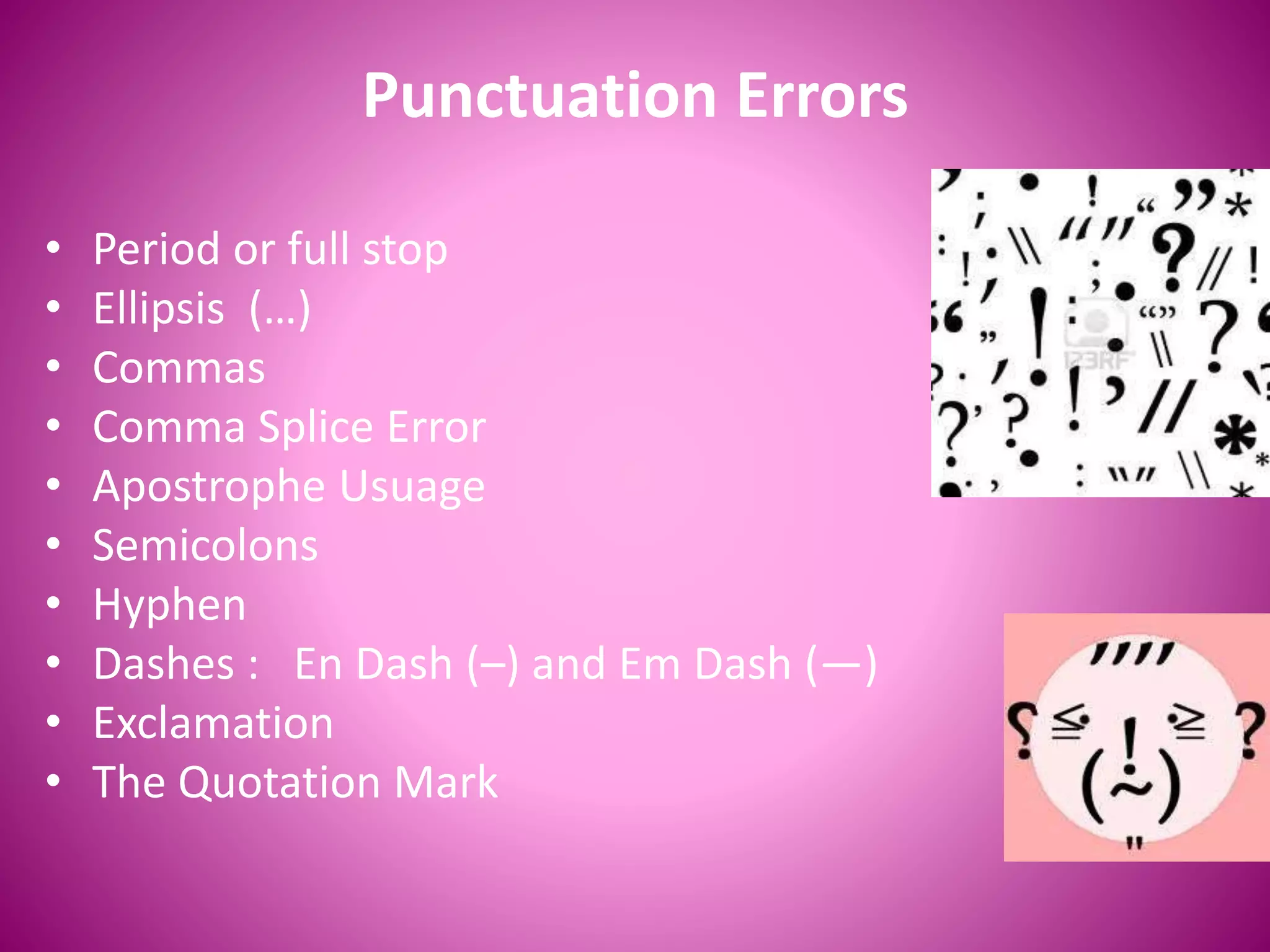 Common Errors in English and Punctuation PPT | PPTX
