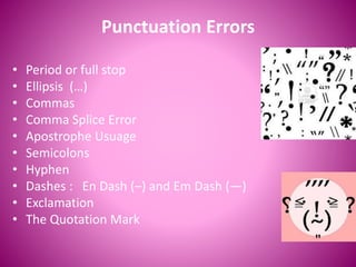 Common Errors in English and Punctuation PPT | PPTX