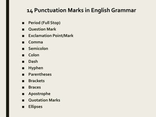 Punctuation Marks in English Grammar | PPTX