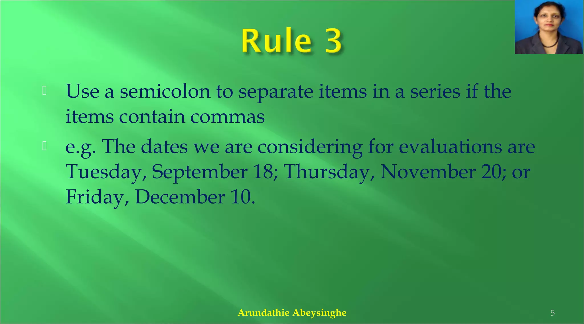 ESL Punctuation rules - Semicolon | PPT