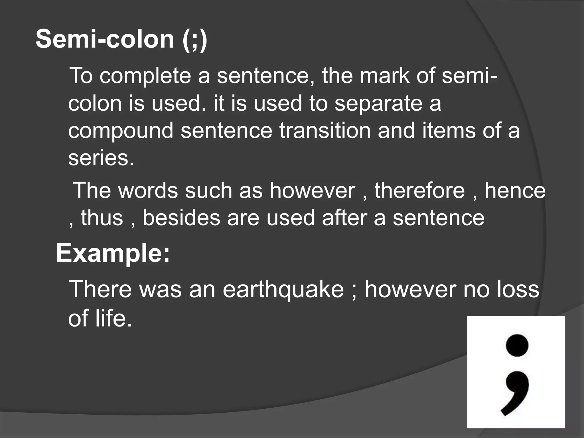 Punctuations and their use | PPTX