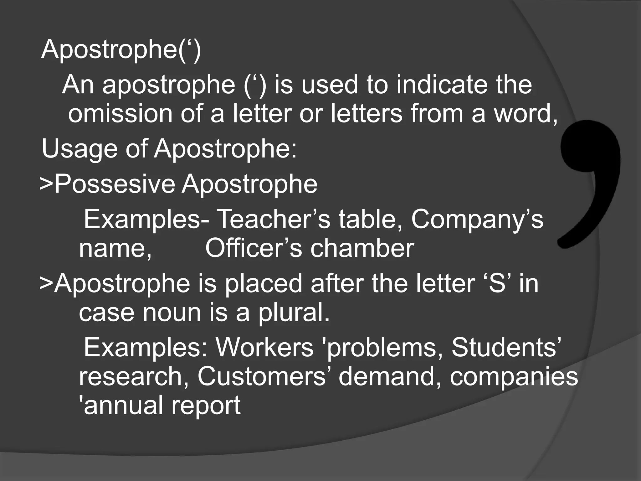 Punctuations and their use | PPTX