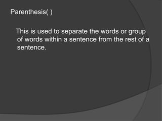 Punctuations and their use | PPTX